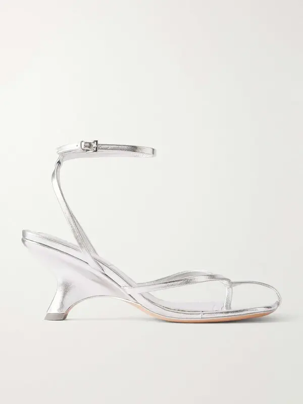 Simkhai Kelsey Metallic-leather Wedge Sandals