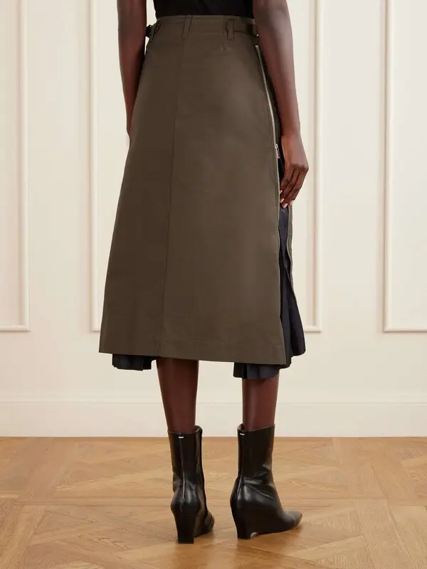 Sacai Weather Cotton-twill Midi Skirt