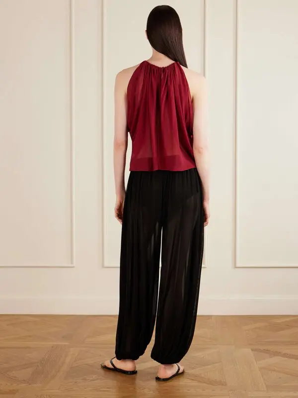 Aflalo Reysa Ruched Silk-crepe Top