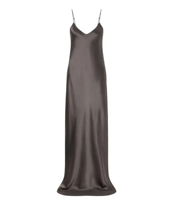 NILI LOTAN Silk Charmeuse Cami Gown - Gray