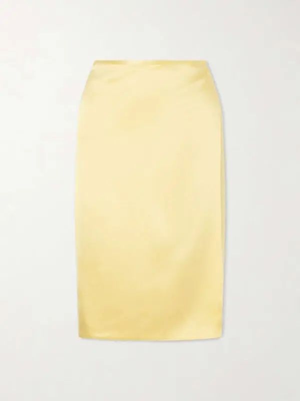 Aflalo Rixa Satin Wrap Midi Skirt - Cream