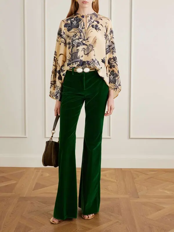 Etro Stretch-cotton Velvet Flared Pants