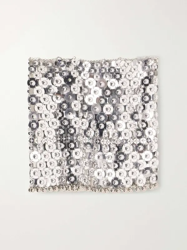 Rabanne Sequined -tone Chainmail Mini Skirt - Silver