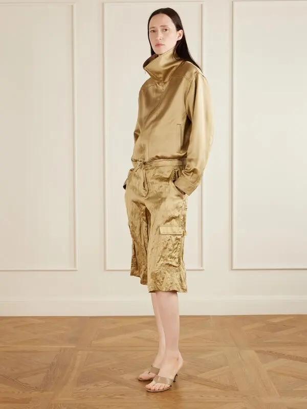 Aflalo Bromer Crinkled Satin Cargo Shorts