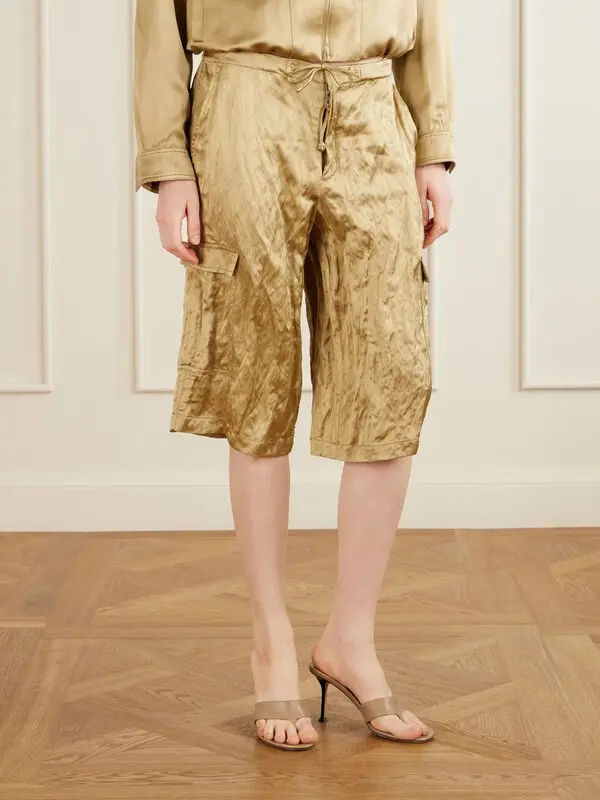 Aflalo Bromer Crinkled Satin Cargo Shorts