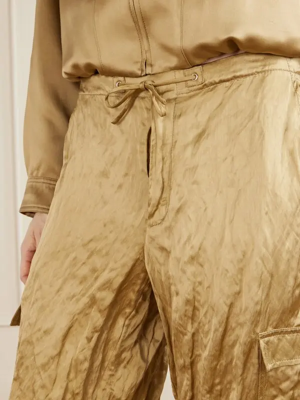 Aflalo Bromer Crinkled Satin Cargo Shorts