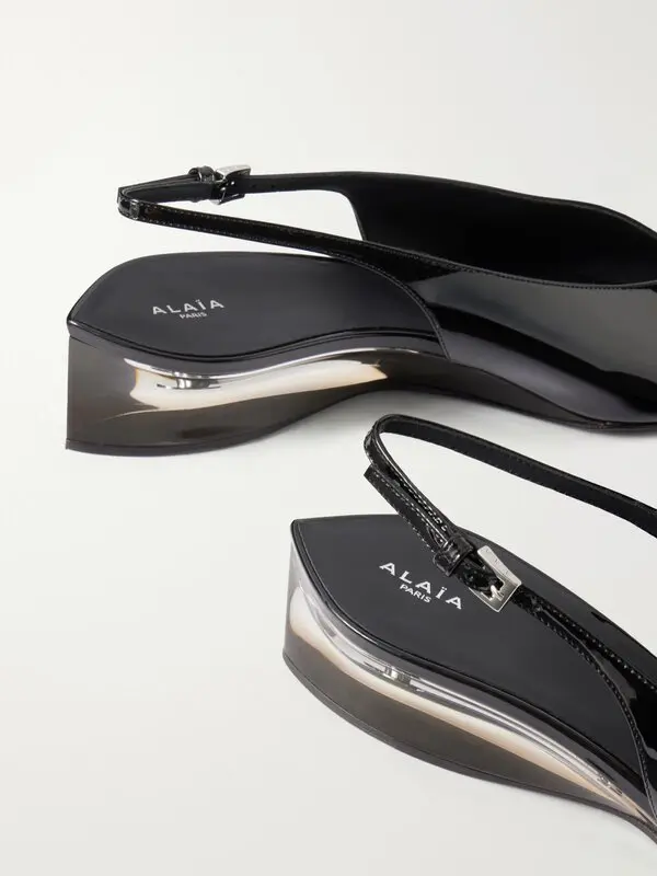 Alaïa Patent Leather Slingback Pumps - Black