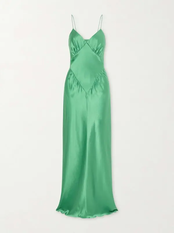 Aflalo Aire Silk-satin Maxi Dress - Green