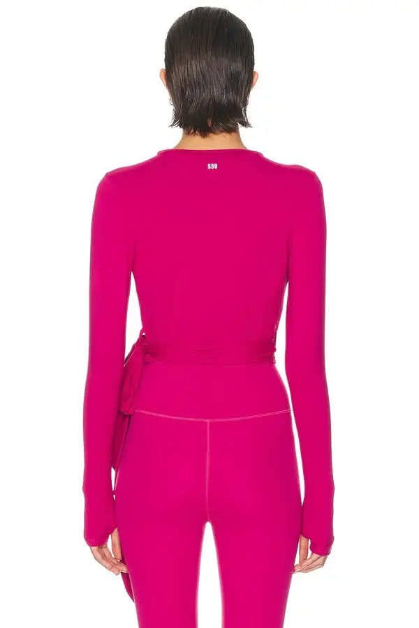 Splits59 Bella Airweight Lite Wrap Top In Pink