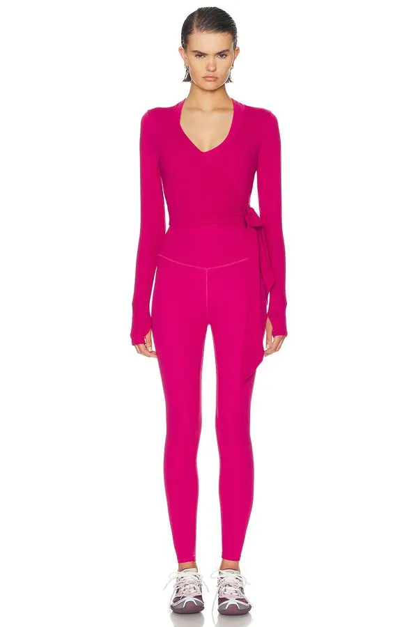 Splits59 Bella Airweight Lite Wrap Top In Pink