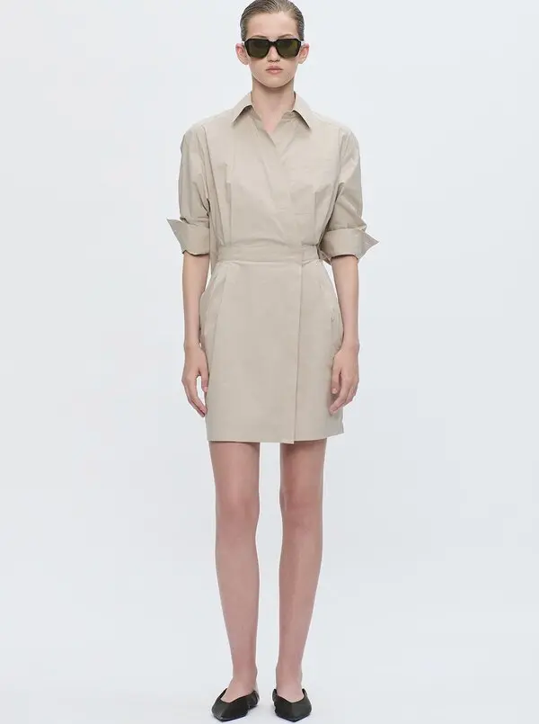 CALLAS MILANO Jaxina Wrap Shirt Dress - Safari