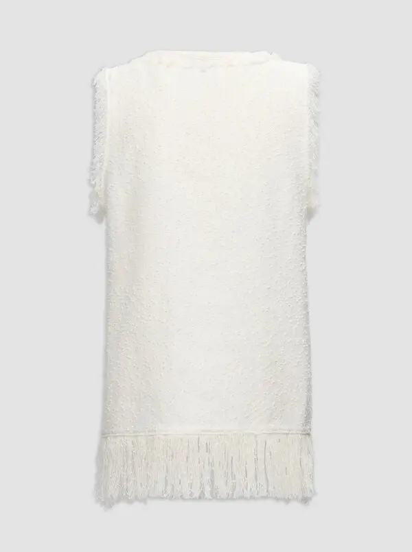 CALLAS MILANO Comporta Sleeveless V-neck Fringe Top