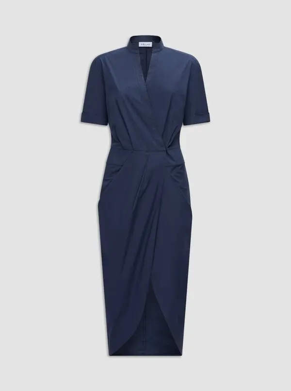CALLAS MILANO Bali Wrap Dress With Pleated Trousers Detail - Navy