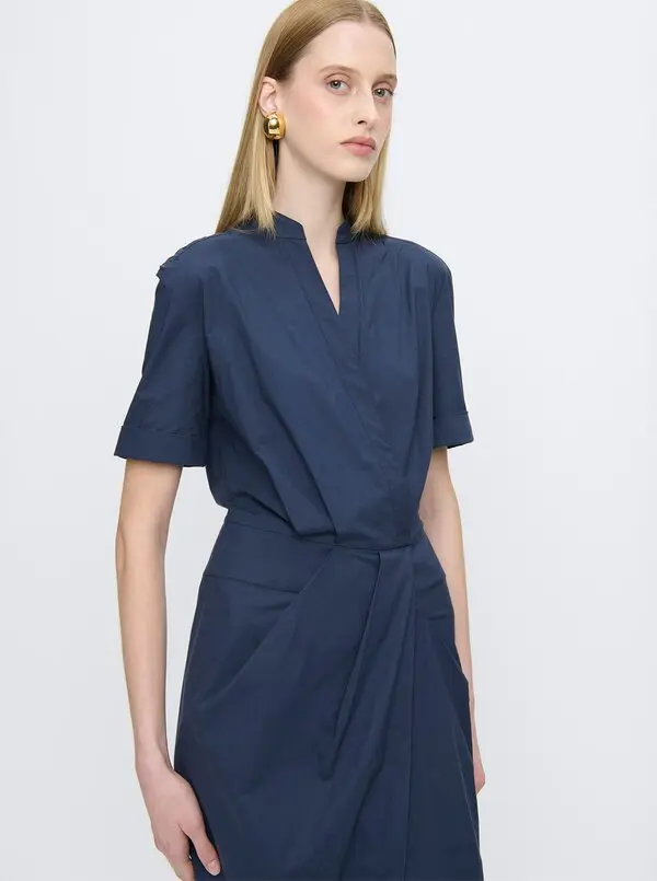 CALLAS MILANO Bali Wrap Dress With Pleated Trousers Detail - Navy