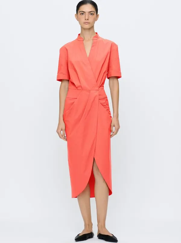 CALLAS MILANO Bali Wrap Shirt Dress - Coral
