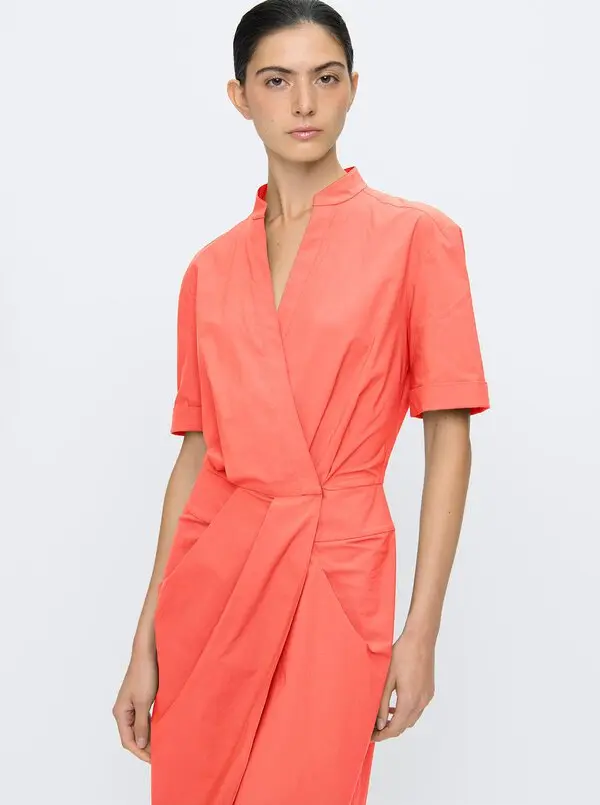 CALLAS MILANO Bali Wrap Shirt Dress - Coral