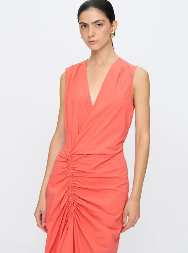 CALLAS MILANO Agnes V-neck Wrap Dress With Adjustable Ruching