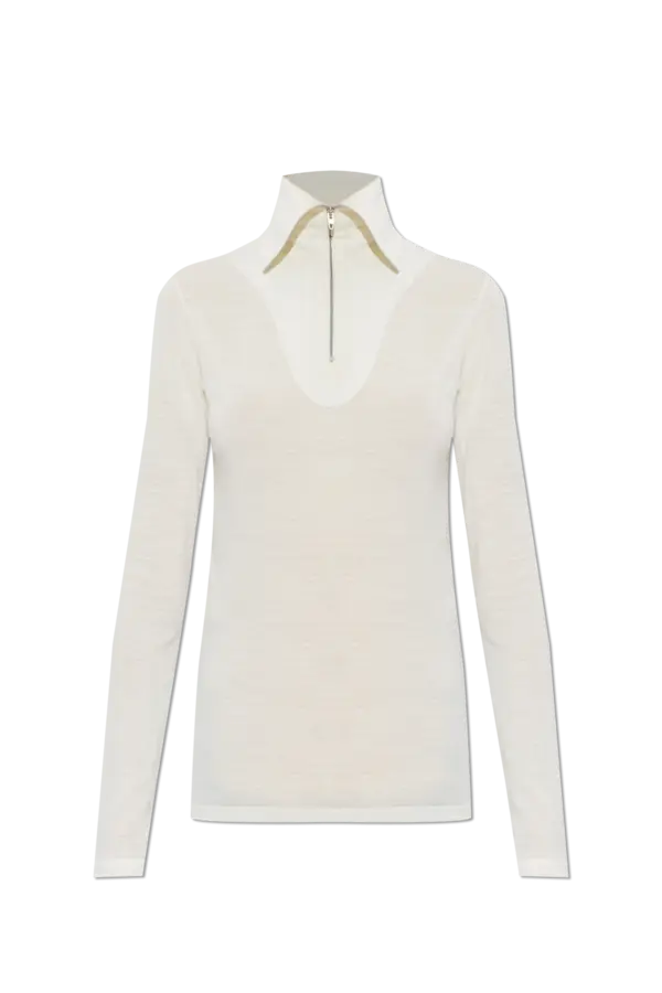 JIL SANDER Top With A Stand-up Collar - White