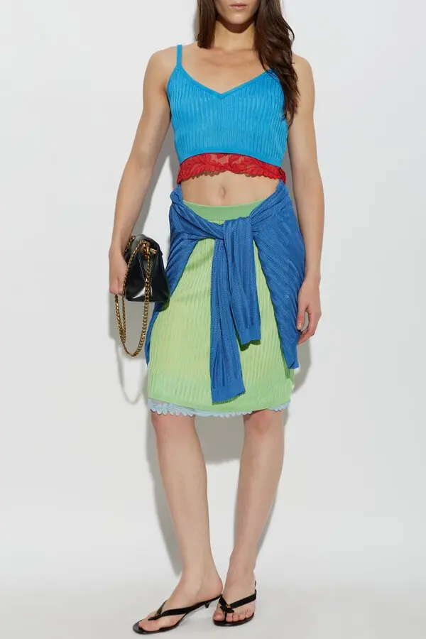 Versace Short Top With Lace Trim