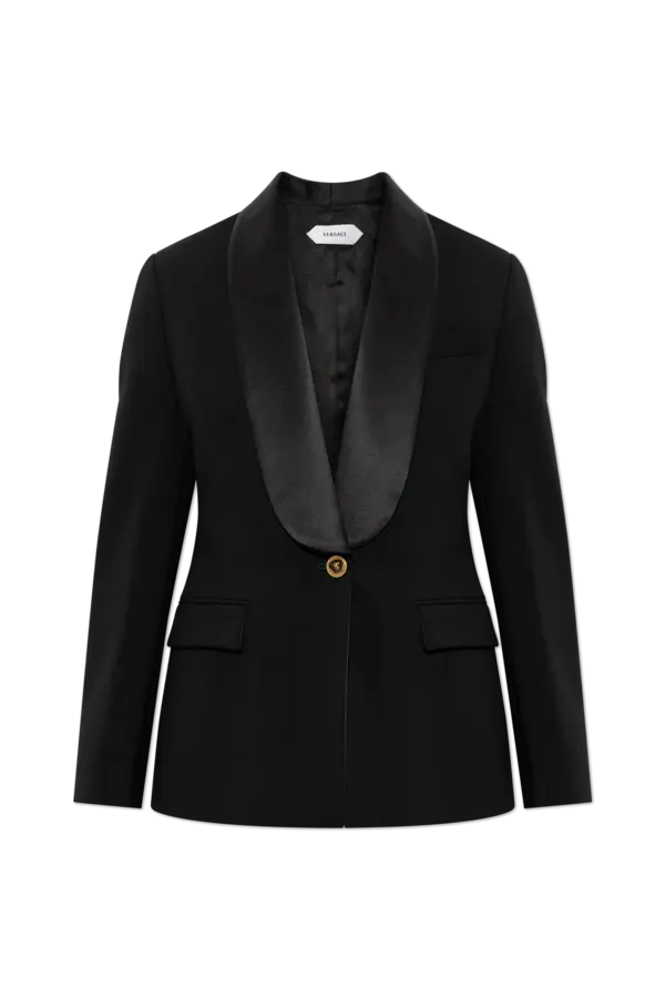 Versace Cropped Wool Blazer - Black