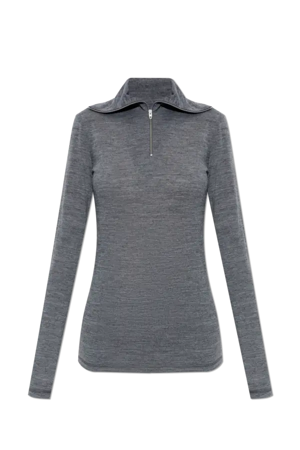 JIL SANDER Top With A Stand-up Collar - Grey