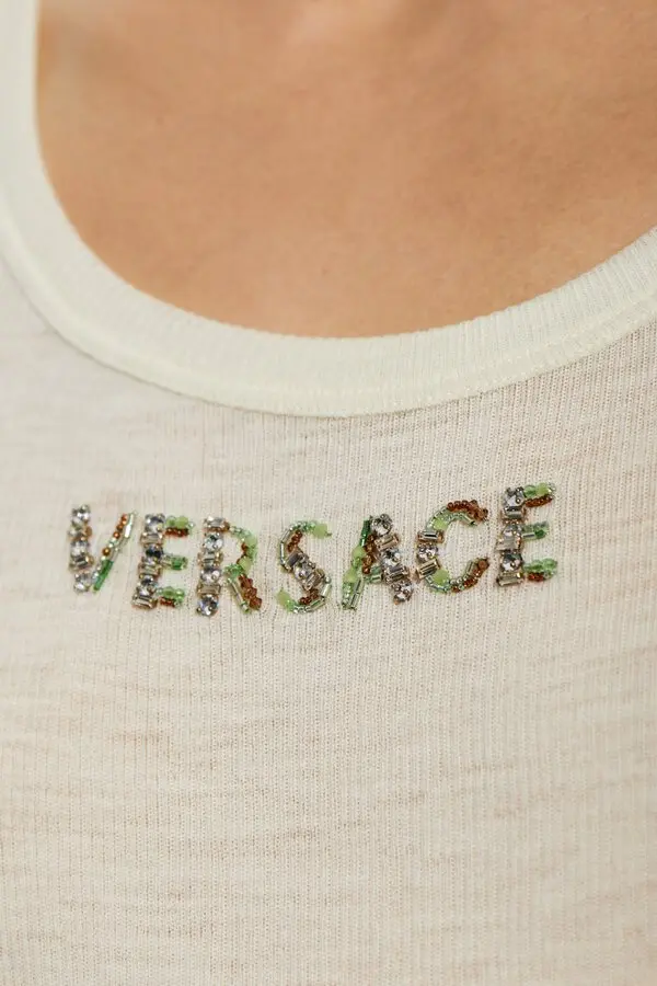 Versace Wool Top With Shimmering Logo