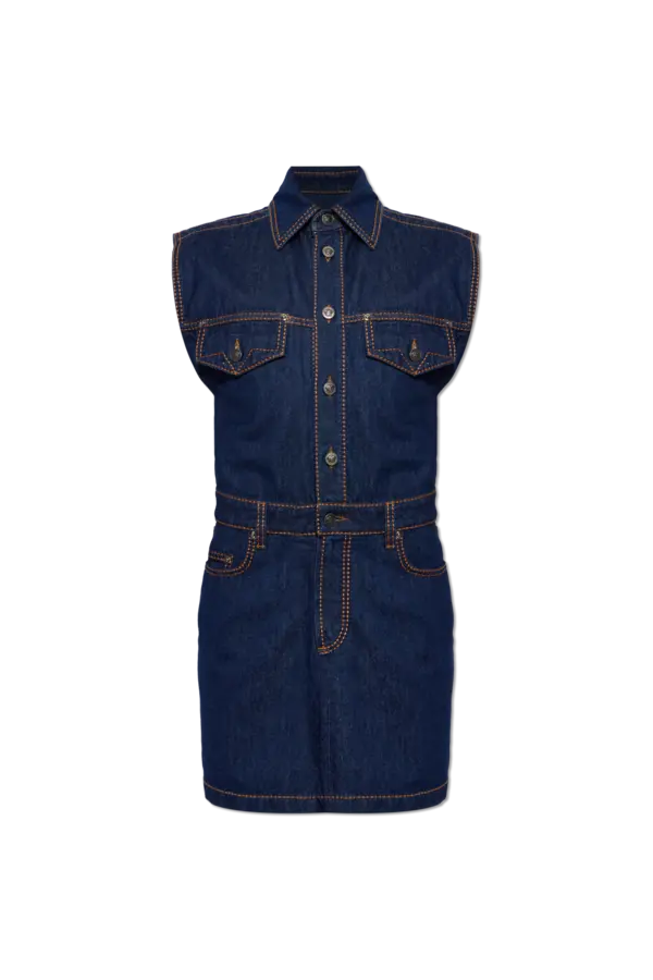 Versace Sleeveless Denim Dress - Navy Blue