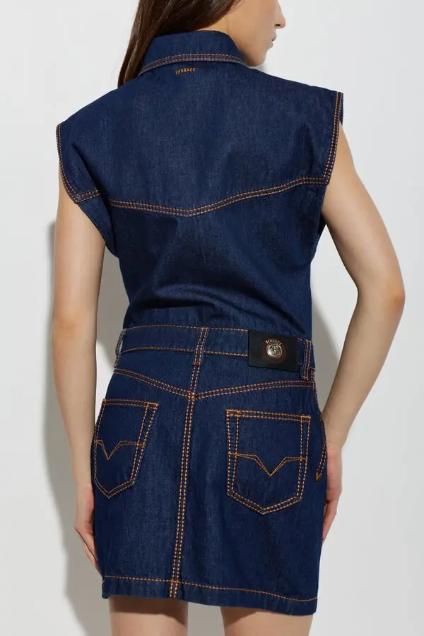 Versace Sleeveless Denim Dress