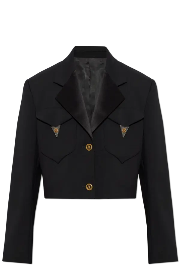 Versace Short Jacket With Appliqués - Black