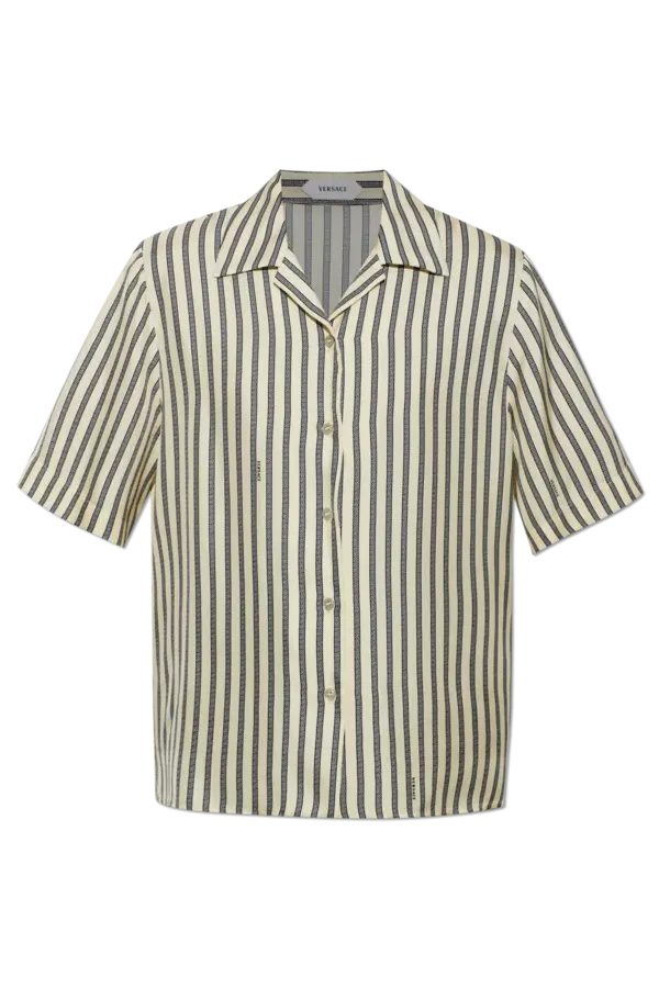 Versace Silk Shirt With "the Meandros" Print - Cream