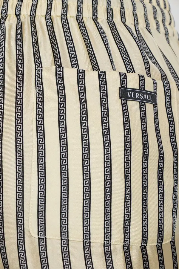 Versace Silk Pants With "the Meandros" Print