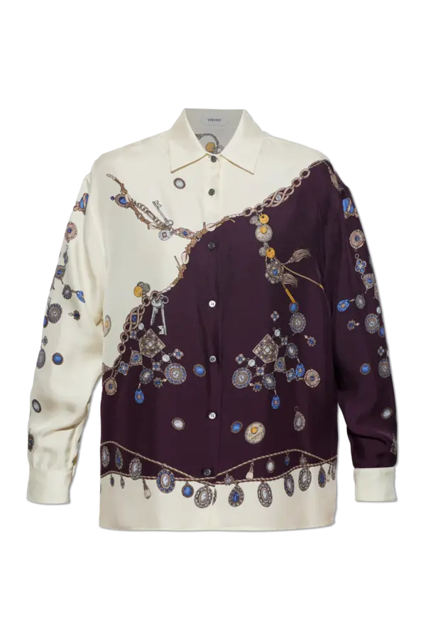 Versace Silk Shirt With "stolen Jewels" Print - Multicolour