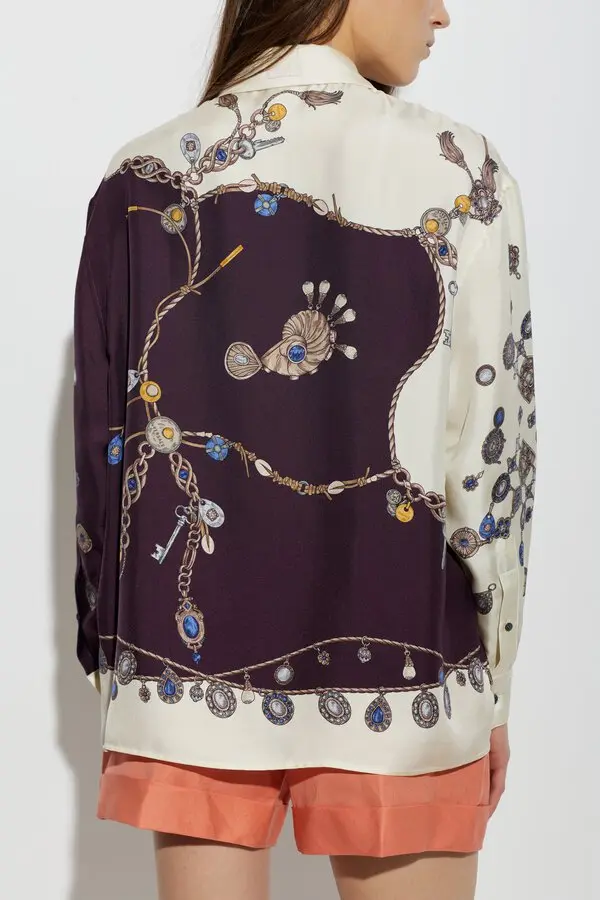 Versace Silk Shirt With "stolen Jewels" Print