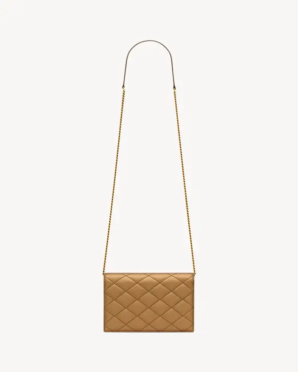 Saint Laurent Yves Chain Wallet In Metallic Leather