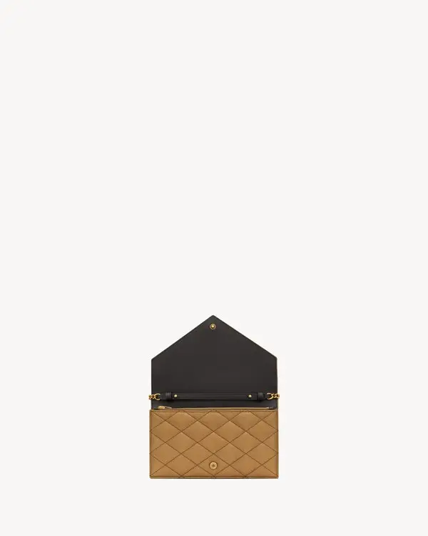 Saint Laurent Yves Chain Wallet In Metallic Leather