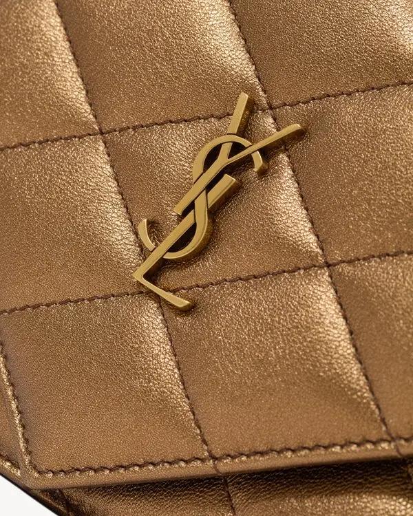 Saint Laurent Yves Chain Wallet In Metallic Leather