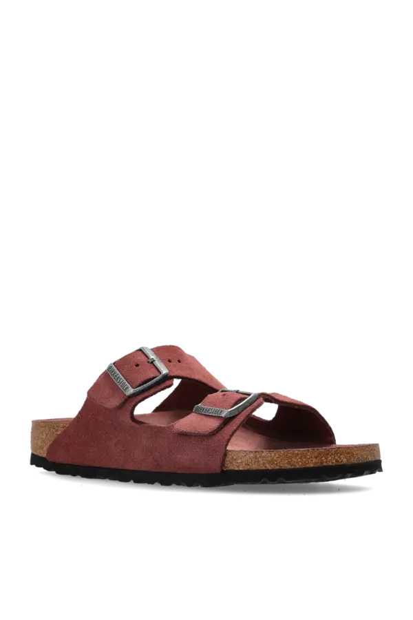 BIRKENSTOCK Arizona Suede Slides With Adjustable Buckles - Pink