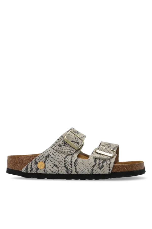 BIRKENSTOCK Arizona Rivet Logo’ Slides - Cream