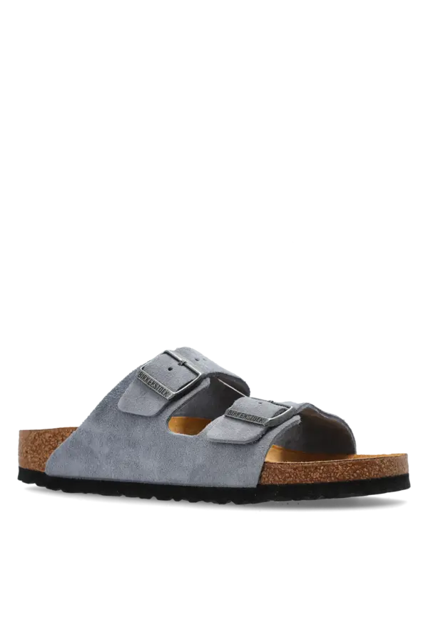 BIRKENSTOCK Arizona Suede Slides With Metal Buckles - Blue