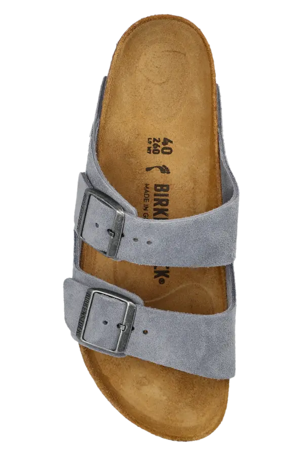 BIRKENSTOCK Arizona Suede Slides With Metal Buckles - Blue