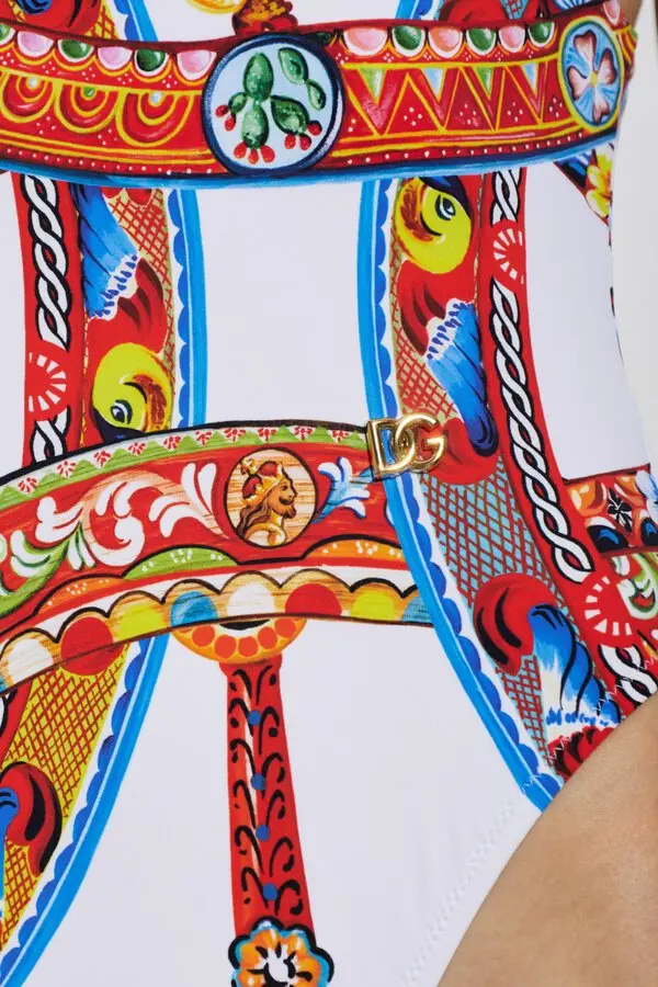 Dolce & Gabbana One-piece Swimsuit With "carretto" Print