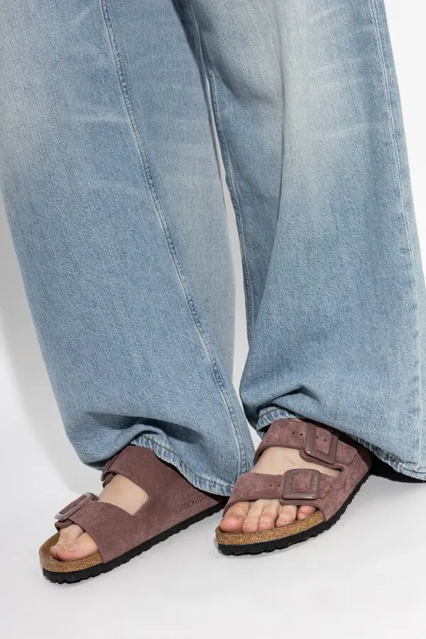 BIRKENSTOCK Arizona Suede Slides With Buckles - Pink