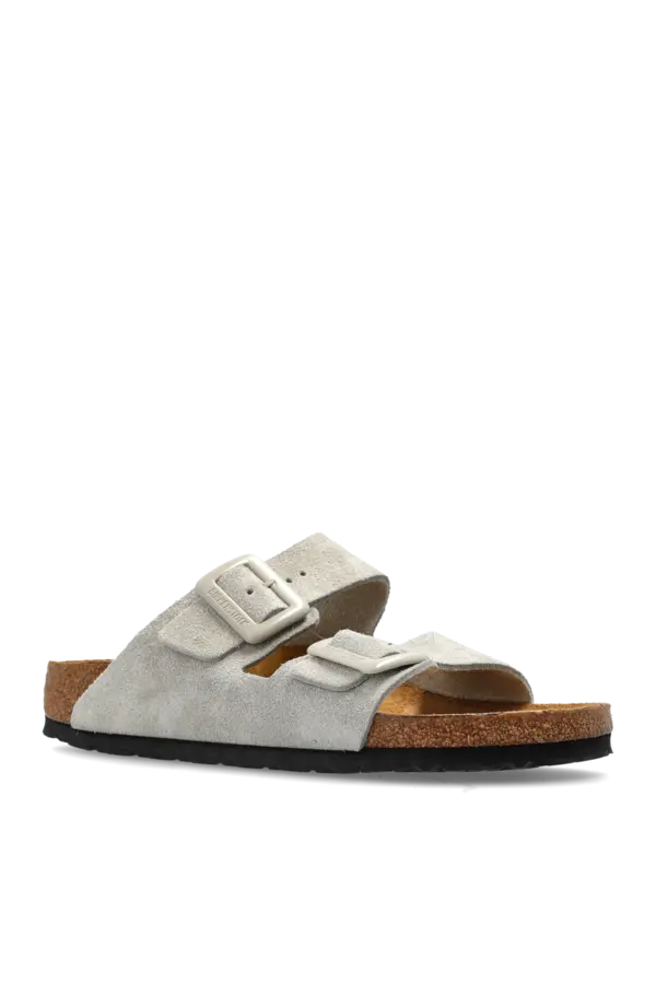 BIRKENSTOCK Arizona Cushion Buckle Suede Slides - Cream