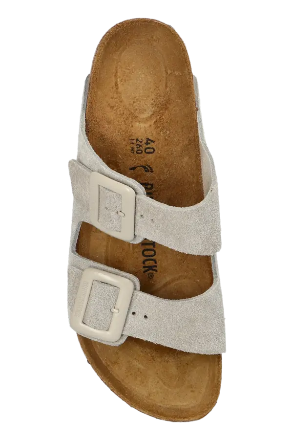 BIRKENSTOCK Arizona Cushion Buckle Suede Slides - Cream