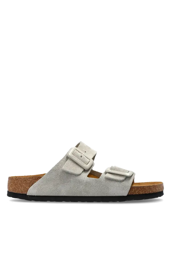 BIRKENSTOCK Arizona Cushion Buckle Suede Slides - Cream