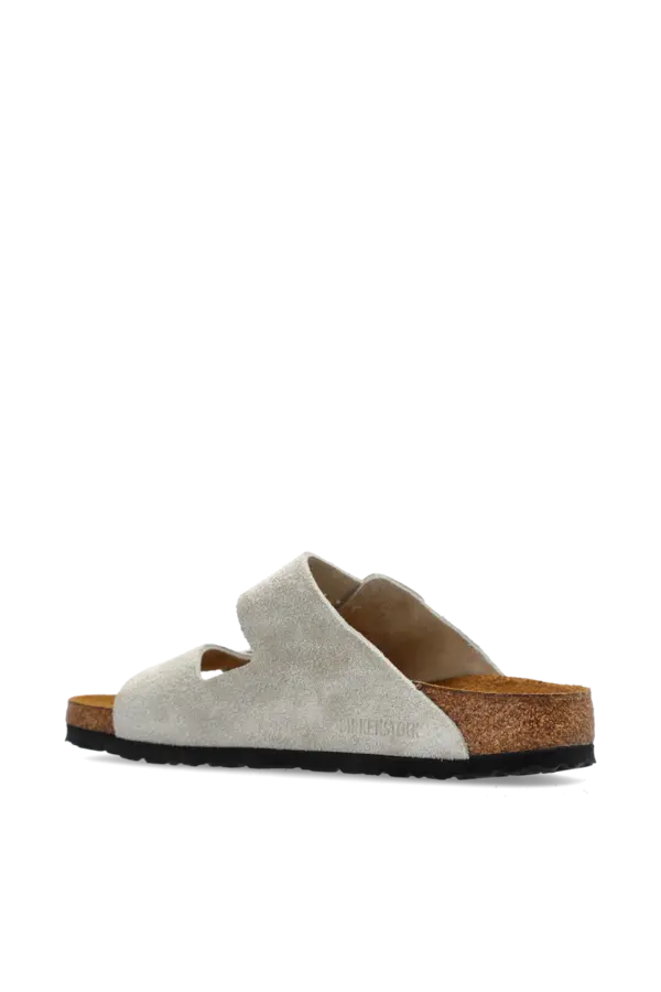 BIRKENSTOCK Arizona Cushion Buckle Suede Slides - Cream