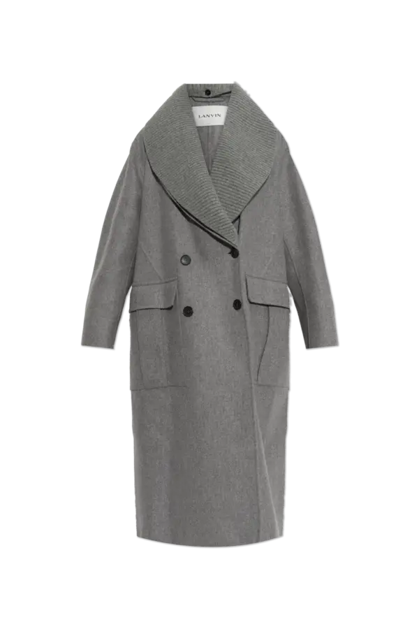 LANVIN Wool Coat With Detachable Collar - Grey