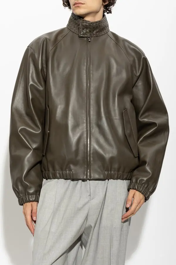 Bottega Veneta Leather Jacket With Stand-up Collar