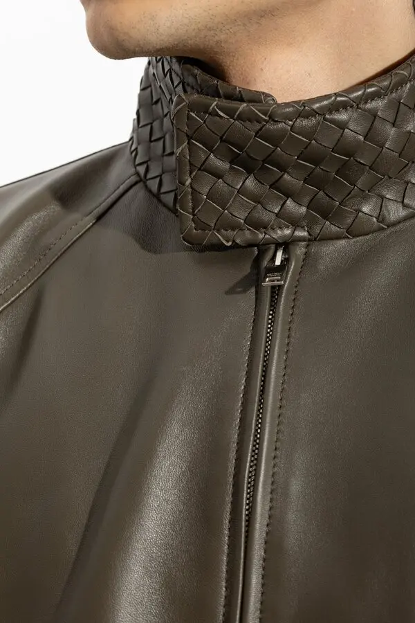Bottega Veneta Leather Jacket With Stand-up Collar