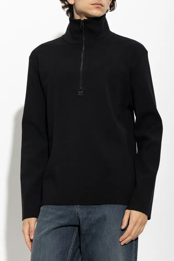 COURREGES Wool Sweater With Stand-up Collar